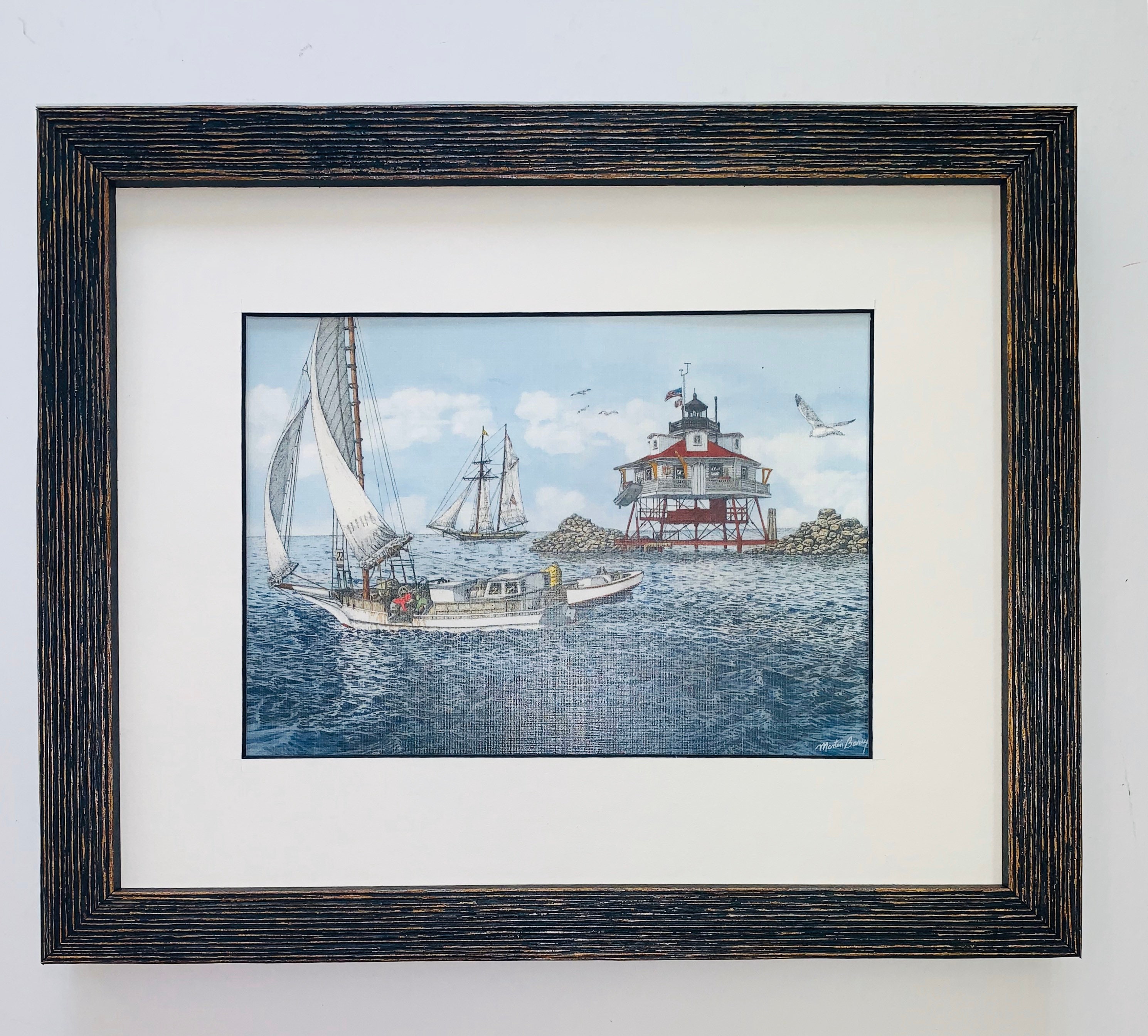 Thomas Point Lighthouse Ll Pen and Ink Watercolor Print by - Etsy