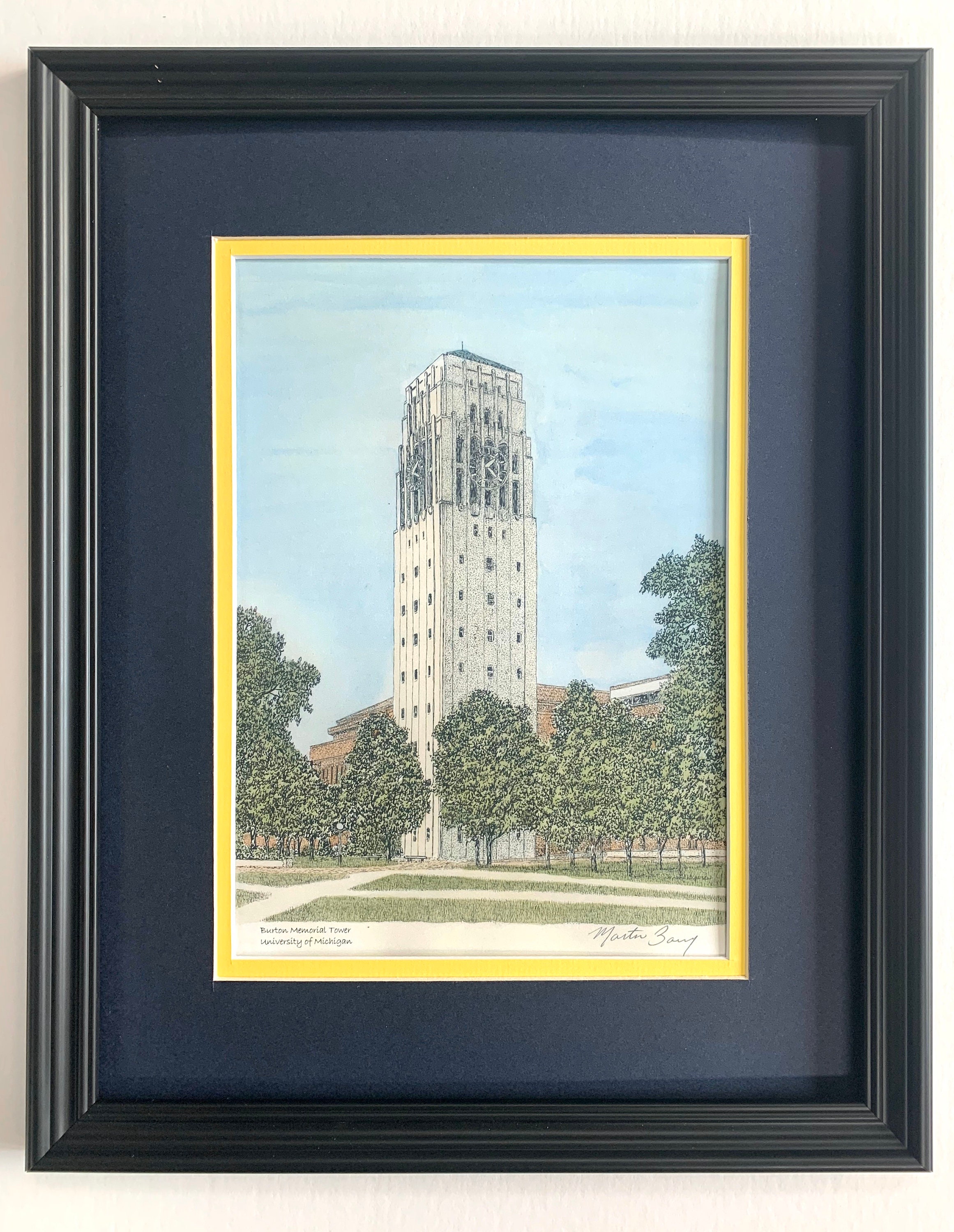 University of Michigan Tower by Artist Martin Barry - Etsy
