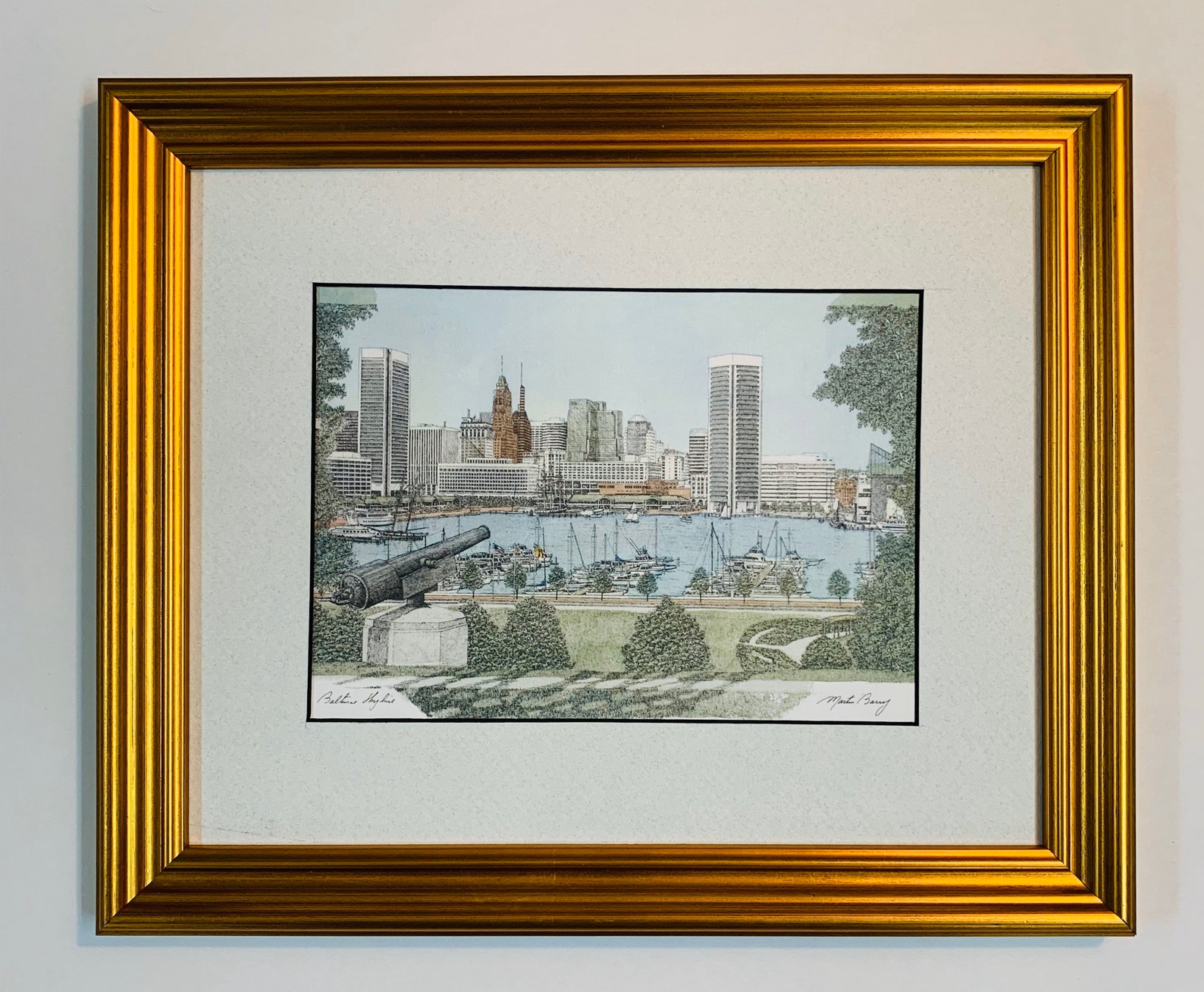 Baltimore Skyline From Federal Hill by Artist Martin Barry . | Etsy