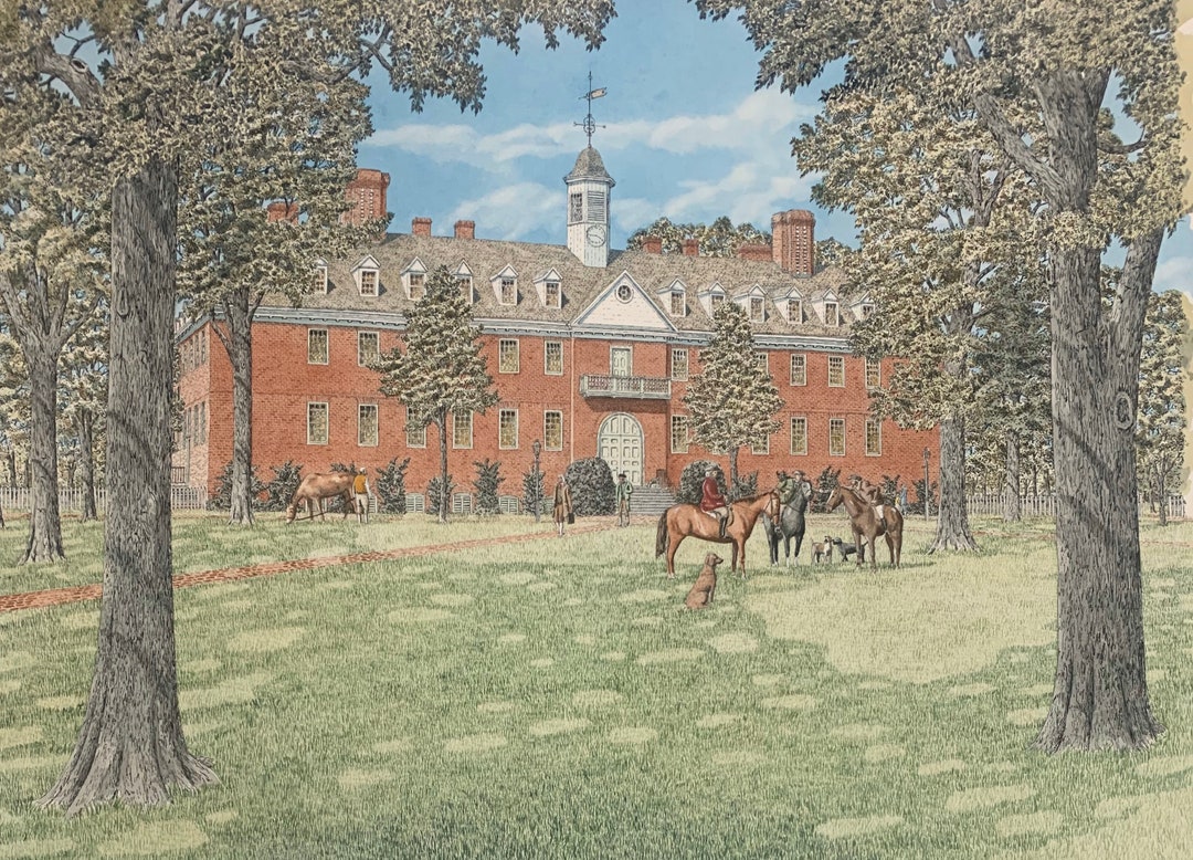 William and Mary, Wren Building, Pen and Ink Watercolor Print by Well ...