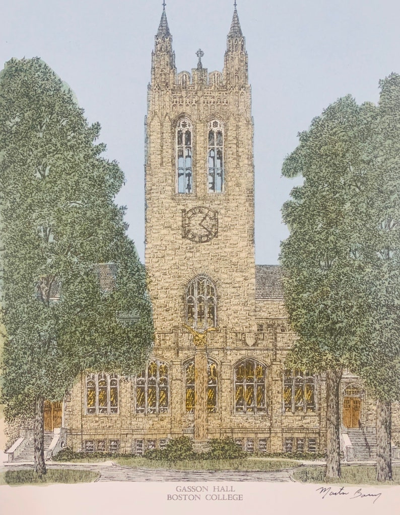 Boston College, Gasson Hall,pen and Ink Watercolor by Maryland Artist ...