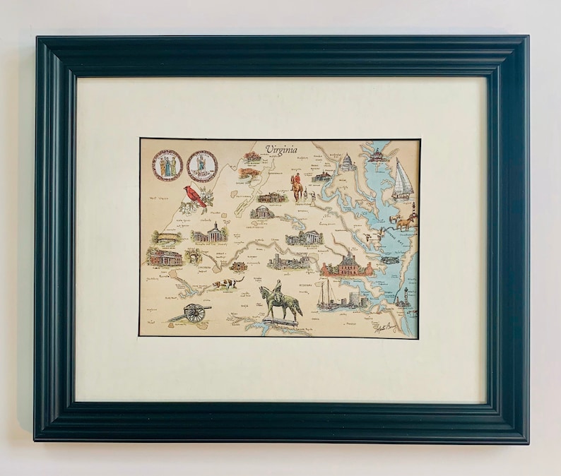 Virginia Map , by Artist Martin Barry - Etsy