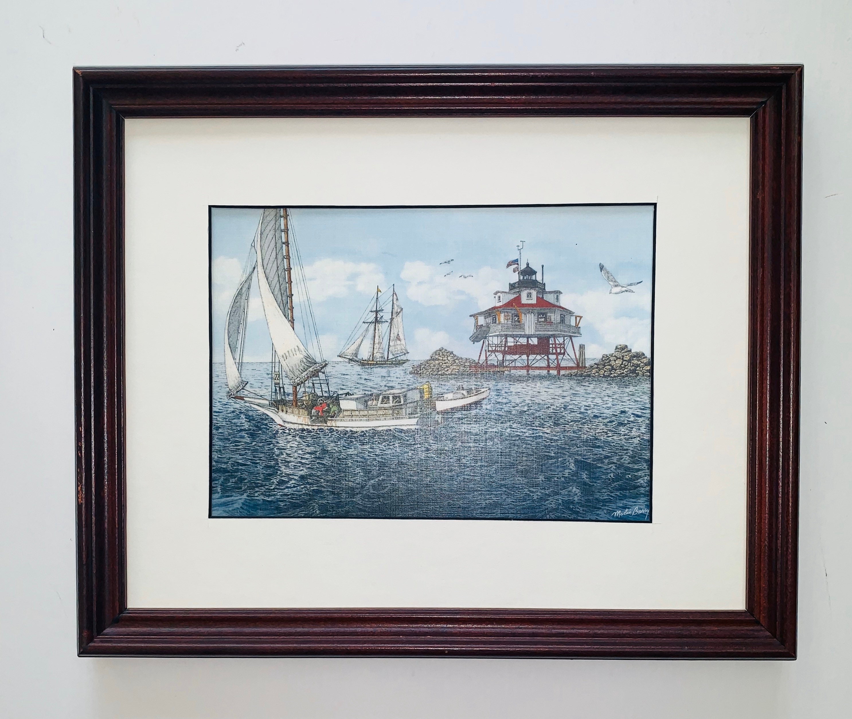 Thomas Point Lighthouse Ll Pen and Ink Watercolor Print by - Etsy