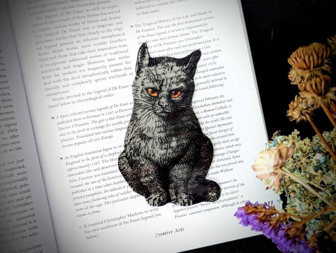 Clear Bookmark Grumpy Angry Sassy Black Cat Goth Gothic Halloween ...