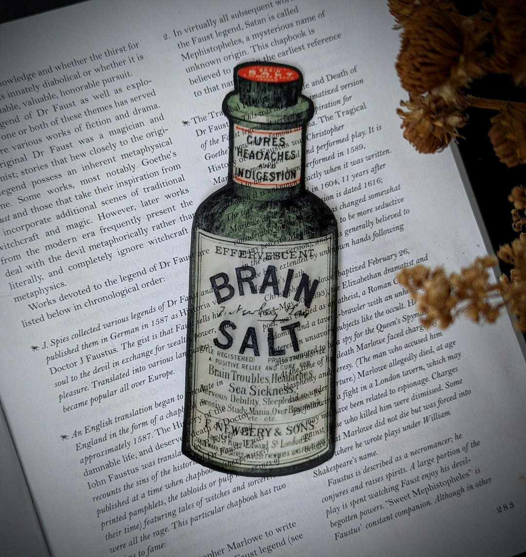 Clear Bookmark Brain Salt Apothecary Bottle Dark Academia Victorian ...