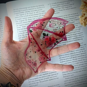 Clear Bookmark Vintage Retro Pink Floral Bat Dragon Wing Goth Gothic ...