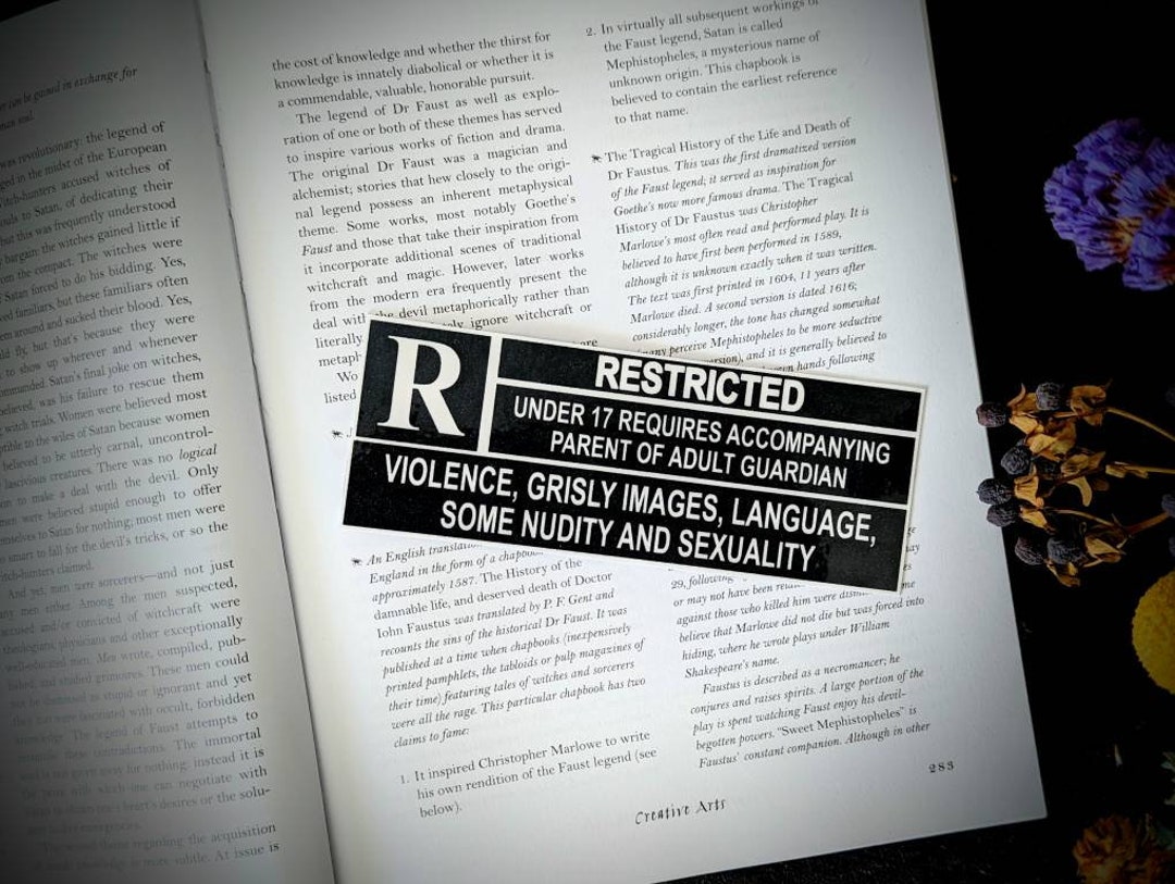 R Rating Rated R Horror Movie Bookmark Goth Gothic Halloween - Etsy