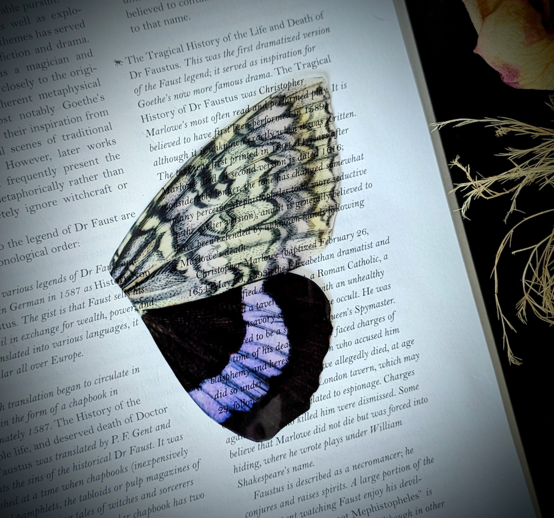 Clear Bookmark Vintage Butterfly Moth Wing Insect Bug Purple Gray Black ...