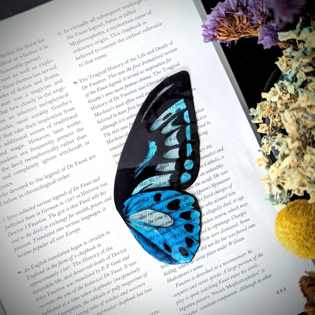 Clear Bookmark Vintage Blue Butterfly Moth Wing Insect Nature Dark ...