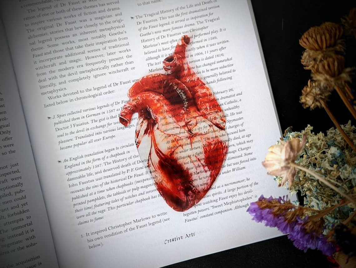 Clear Bookmark Anatomical Heart Bloody Bleeding Medical Goth - Etsy