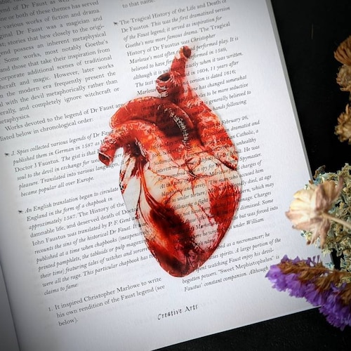 Clear Bookmark Anatomical Heart Bloody Bleeding Medical Goth - Etsy