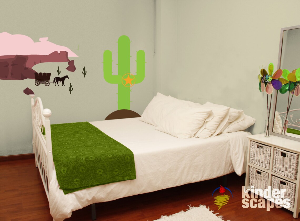 Personalized Western Themed Room Wall Decal Pack Kids Wall Decal Old ...
