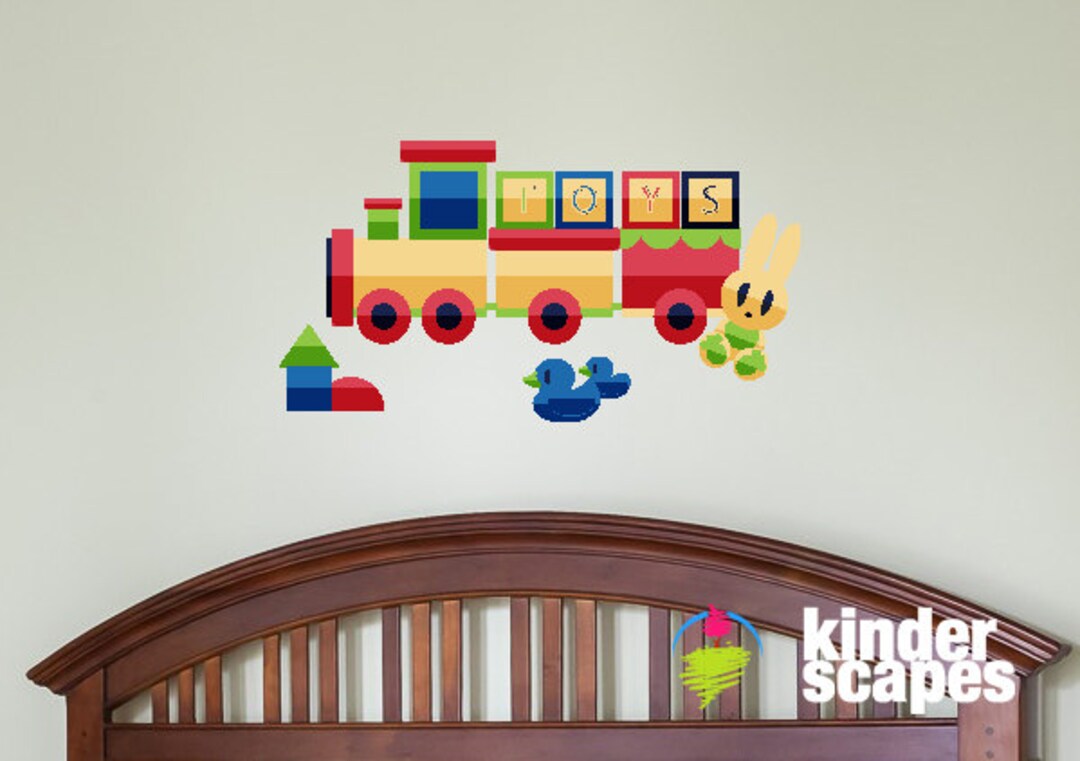 Nursery Train Wall Decal Kids Wall Decal Boys Train Decal Printed Vinyl ...