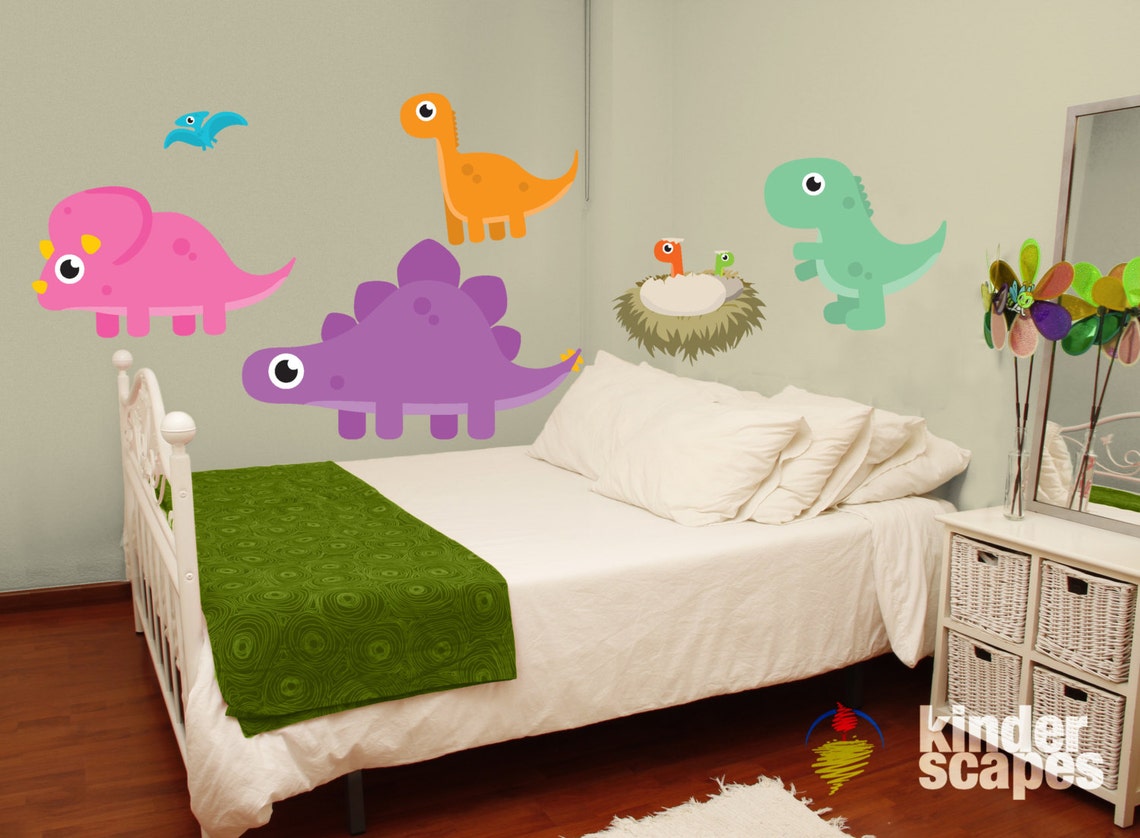 Personalized Dinosaur Themed Room Wall Decal Pack Kids Wall - Etsy