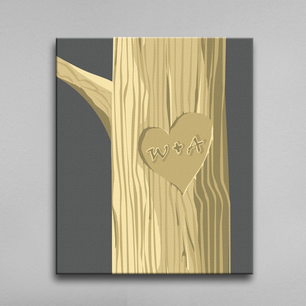 Personalized Wedding Tree Carved Canvas Wall Art Custom Wedding Wall ...