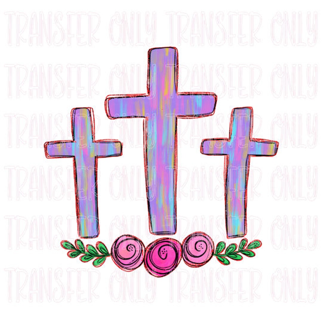 Colorful Crosses With Flower Doodle Art Sublimation Transfer Ready to ...