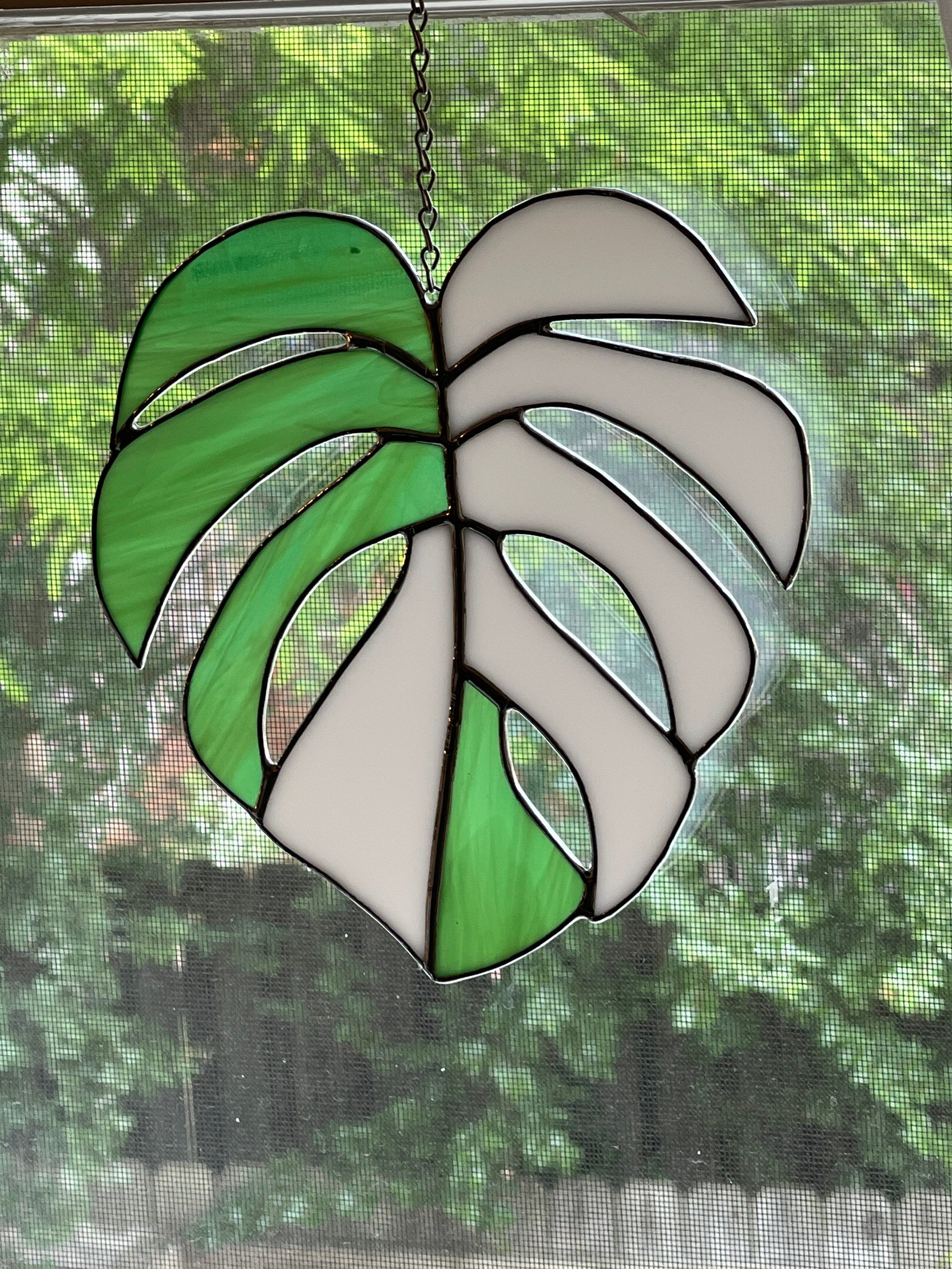 Monstera Albo Leaf Suncatcher - Etsy