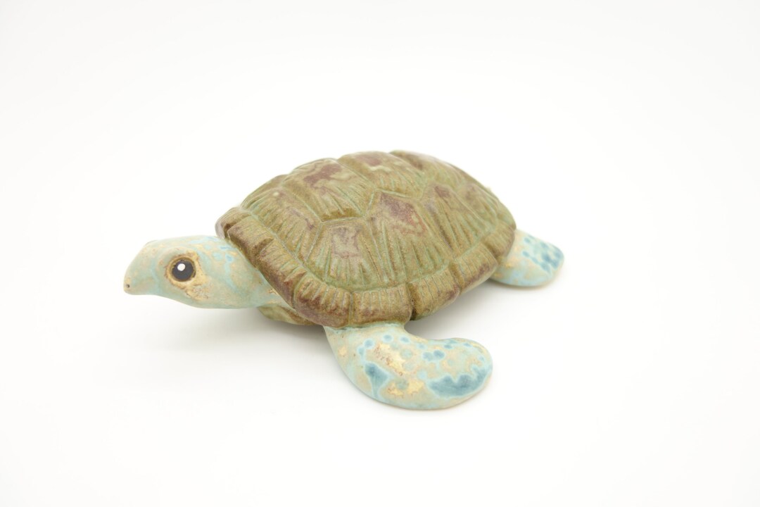 Sea Turtle Sculpture in Glazed Ceramic - Etsy