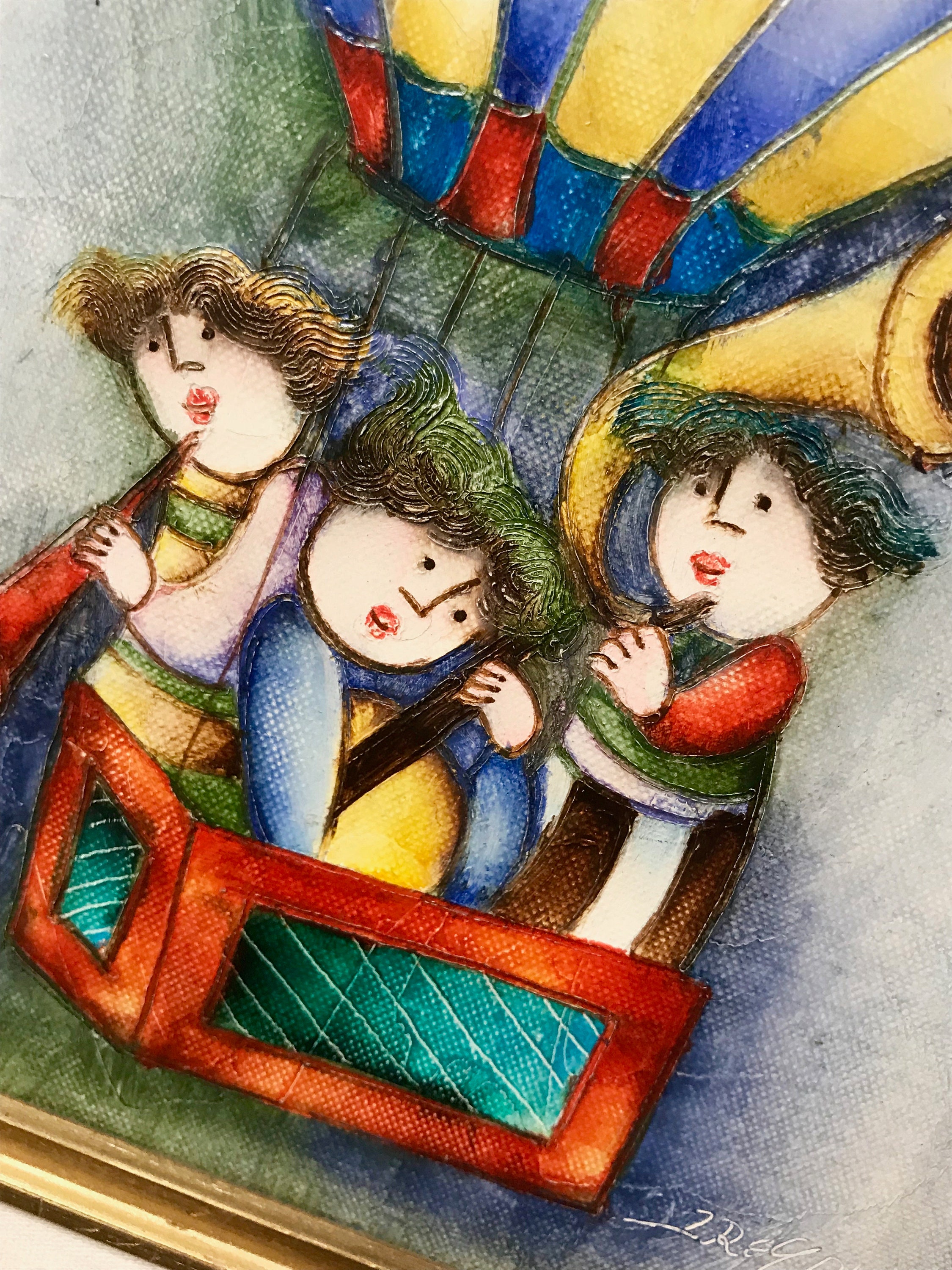Joyce Roybal Oil Painting on Canvas Children Playing Instruments in a ...