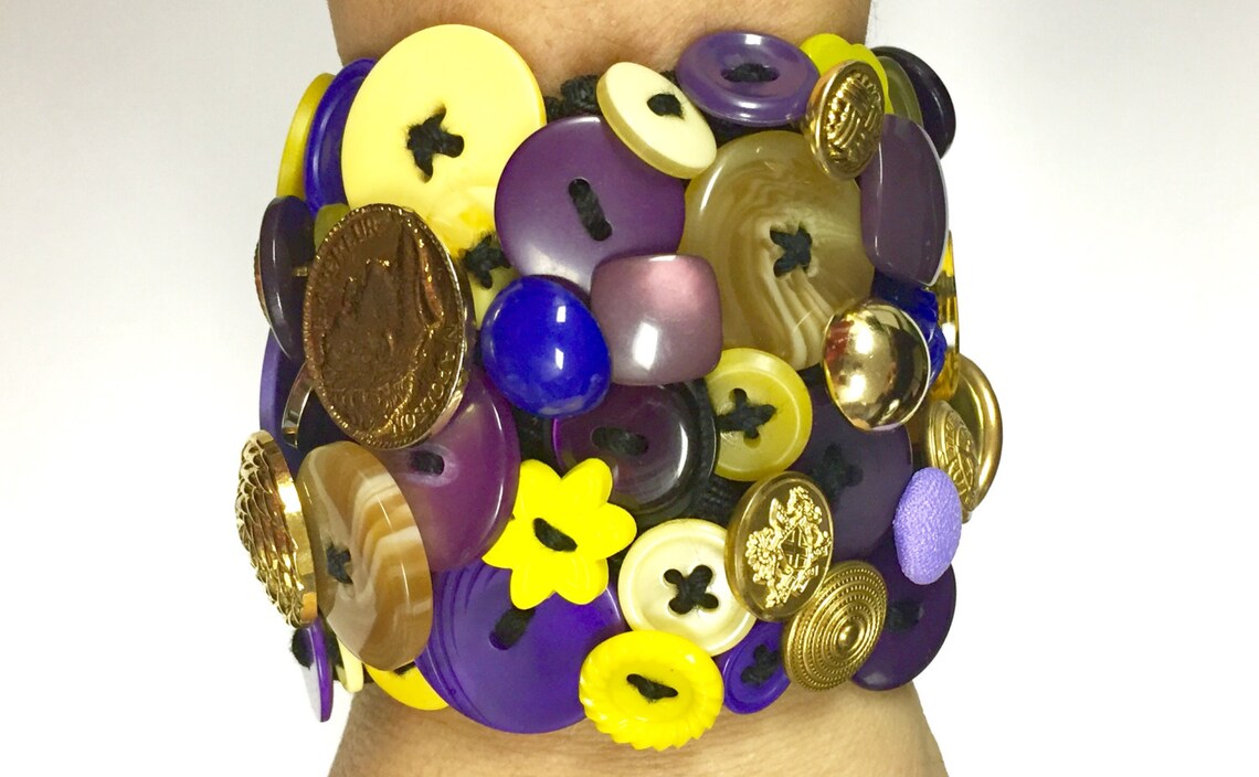 Vintage and Newer Buttons Bracelet Featuring Old Buttons of - Etsy