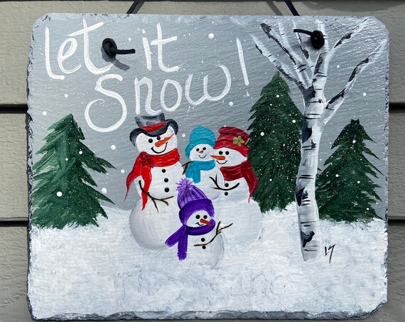 Winter slates / snowmen - LindaSpangArt