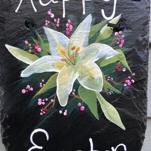 Hand Painted Easter Slate Sign, Easter Door Hanger, Painted Slate ...