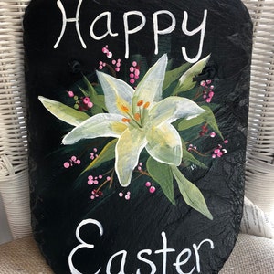 Hand Painted Easter Slate Sign, Easter Door Hanger, Painted Slate ...