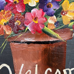Floral Welcome Slate Sign: Hand-painted Spring Garden Decor - Etsy