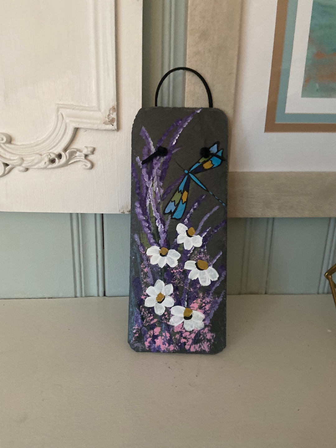 Painted Floral Dragonfly Slate Plaque, Spring Porch Decor, Slate Sign ...