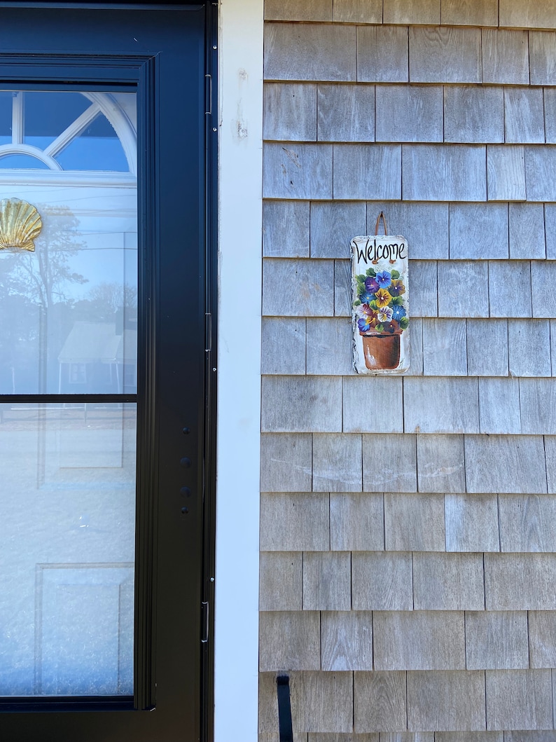 Pansies Slate Welcome Sign, Spring Decor - Etsy