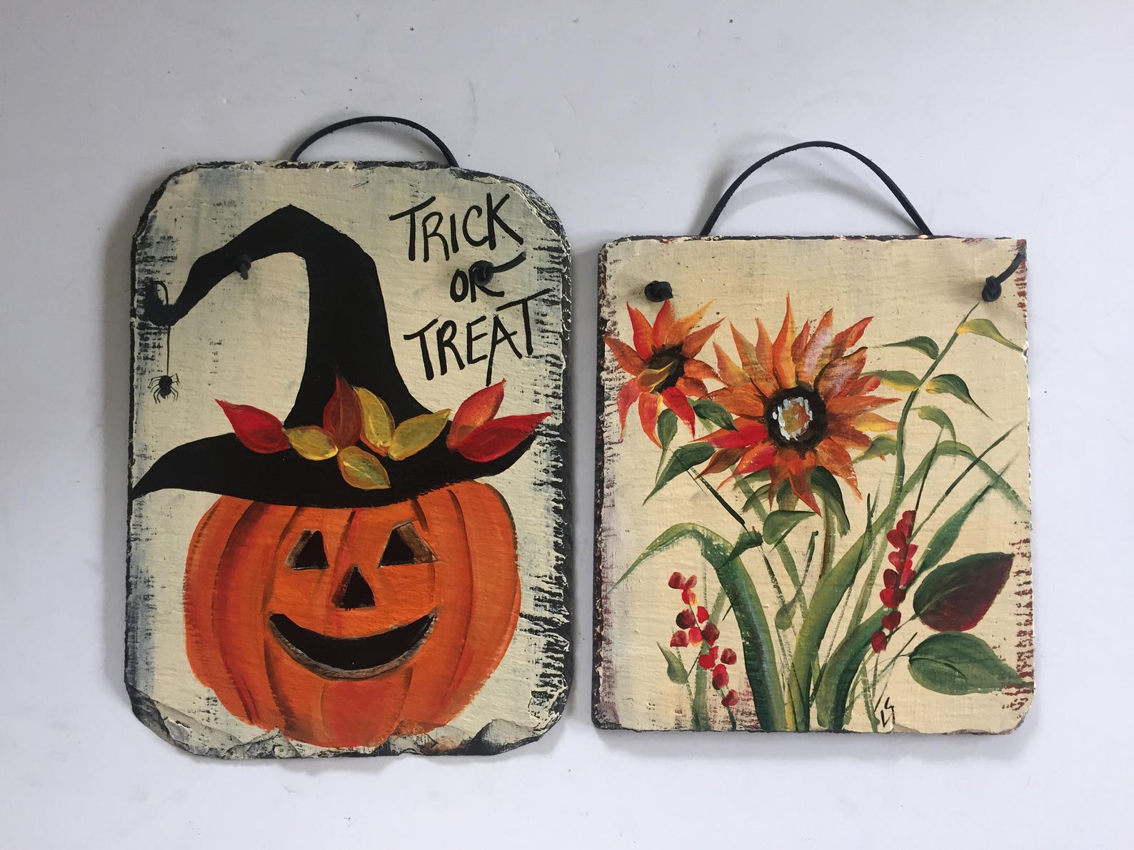 Halloween Jack-o-lantern Welcome Sign, Slate Sign, Halloween Slate Door ...