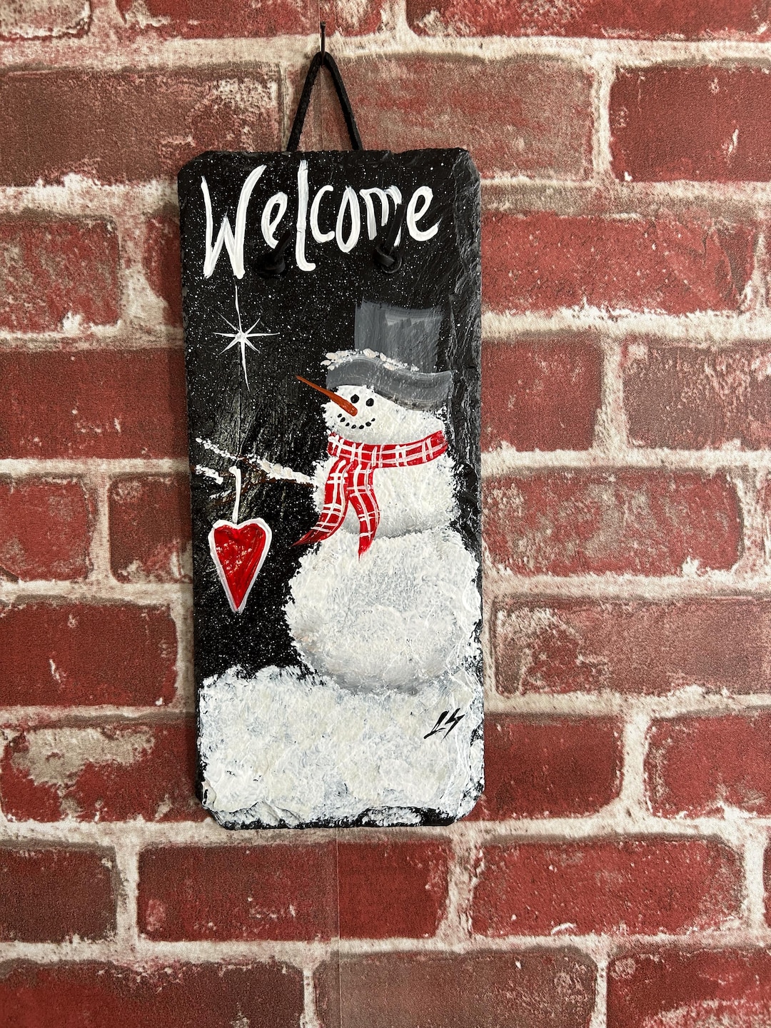 Painted Snowman Slate, Hostess Gift, Teacher Gift, Winter Porch Decor ...