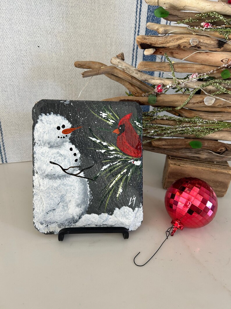 Hand Painted Slate Snowman, Winter Holiday Decor (6x5) - Etsy
