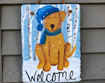 Dog Painted Slate Sign - Etsy