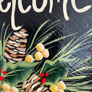 Hand Painted Slate Winter Sign, Welcome Plaque, Cardinal Slate Sign ...