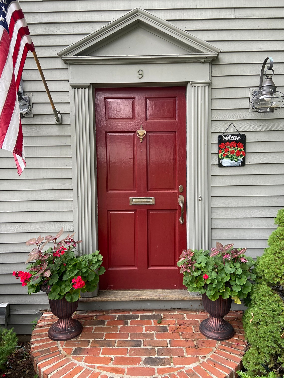 Painted Geranium Welcome Slate Sign: Front Door Decor - Etsy