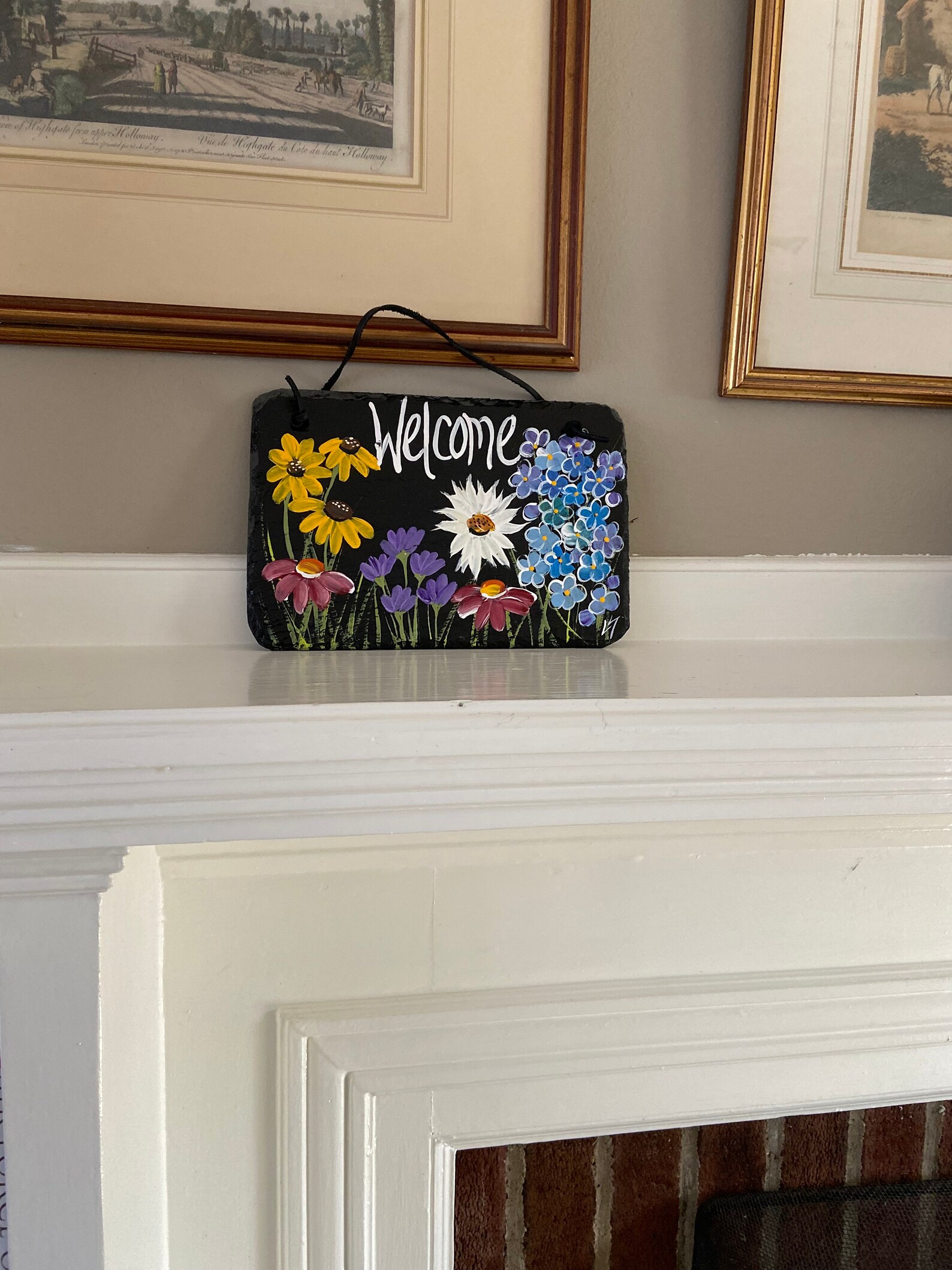 Painted Slate Welcome Sign Garden Slate Sign Floral Welcome | Etsy