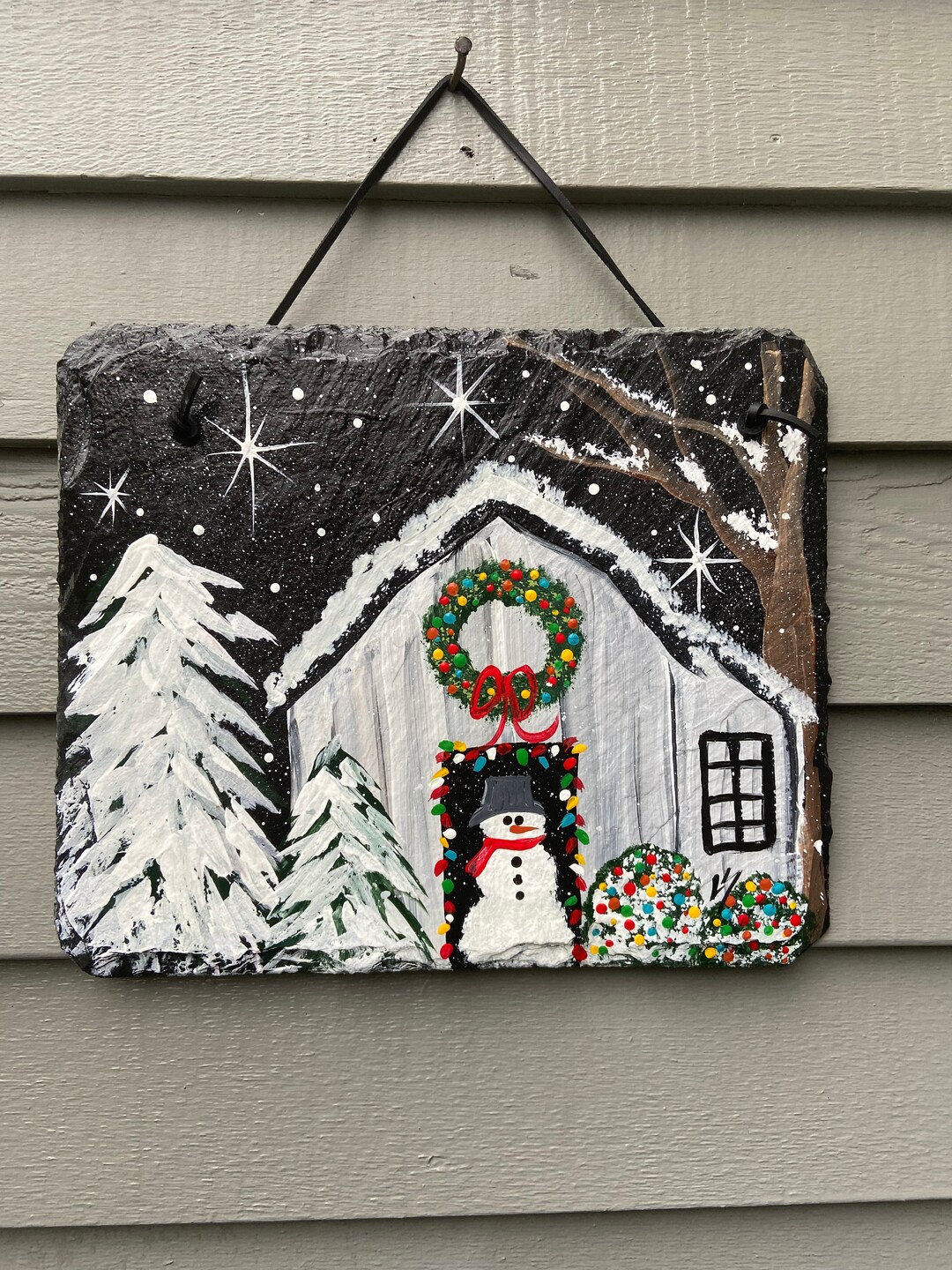 Painted Christmas Barn Slate, Christmas Welcome Sign, Chrismas Door ...