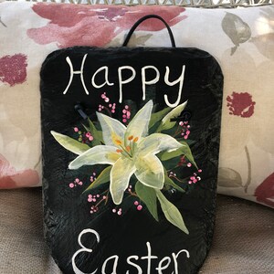 Hand Painted Easter Slate Sign, Easter Door Hanger, Painted Slate ...
