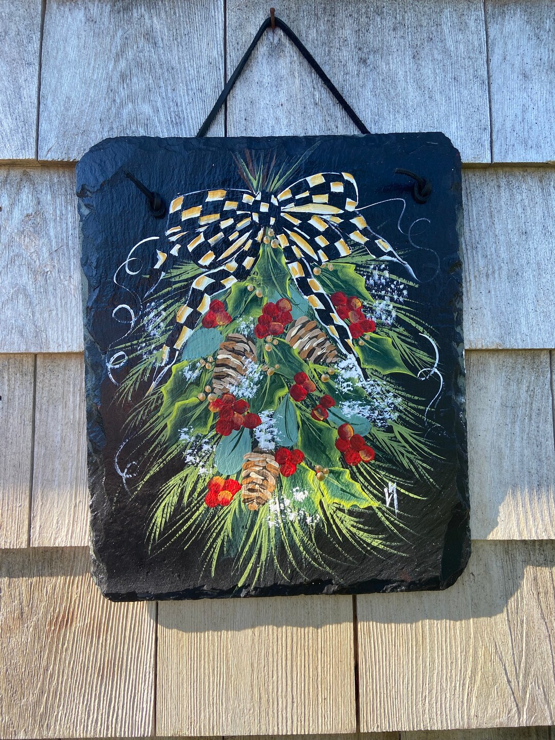 Painted Winter Swag Slate, Winter Welcome Sign, Painted Winter Sign ...