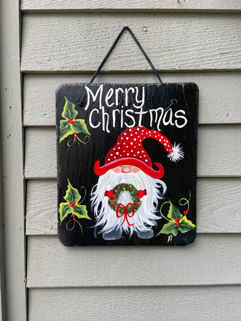 Painted Slate, Christmas Slate Plaque, Christmas Sign, Porch Decor ...