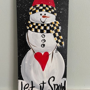 Hand Painted Wood Snowman Sign, Painted Wood Decor, Painted Snowman ...