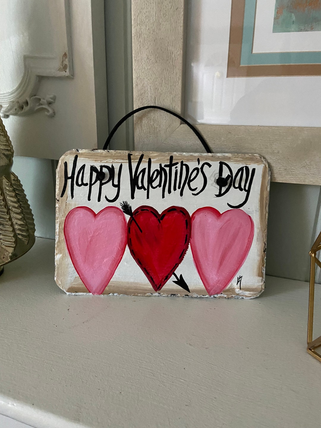 Painted Valentine Hearts, Painted Slate Hearts, Valentine Gift, Painted ...