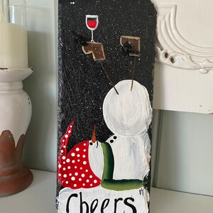 Painted Snowman, Painted Slate Snowman, Winter Porch Decor, Painted ...