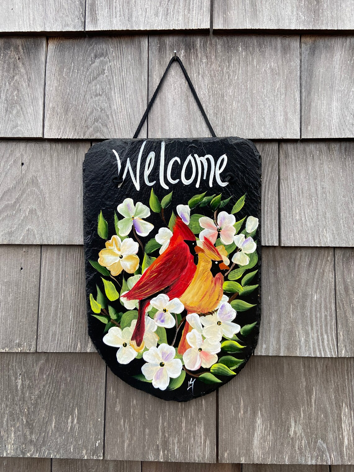 Cardinals Slate Sign Garden Decor Cardinal Welcome Sign - Etsy