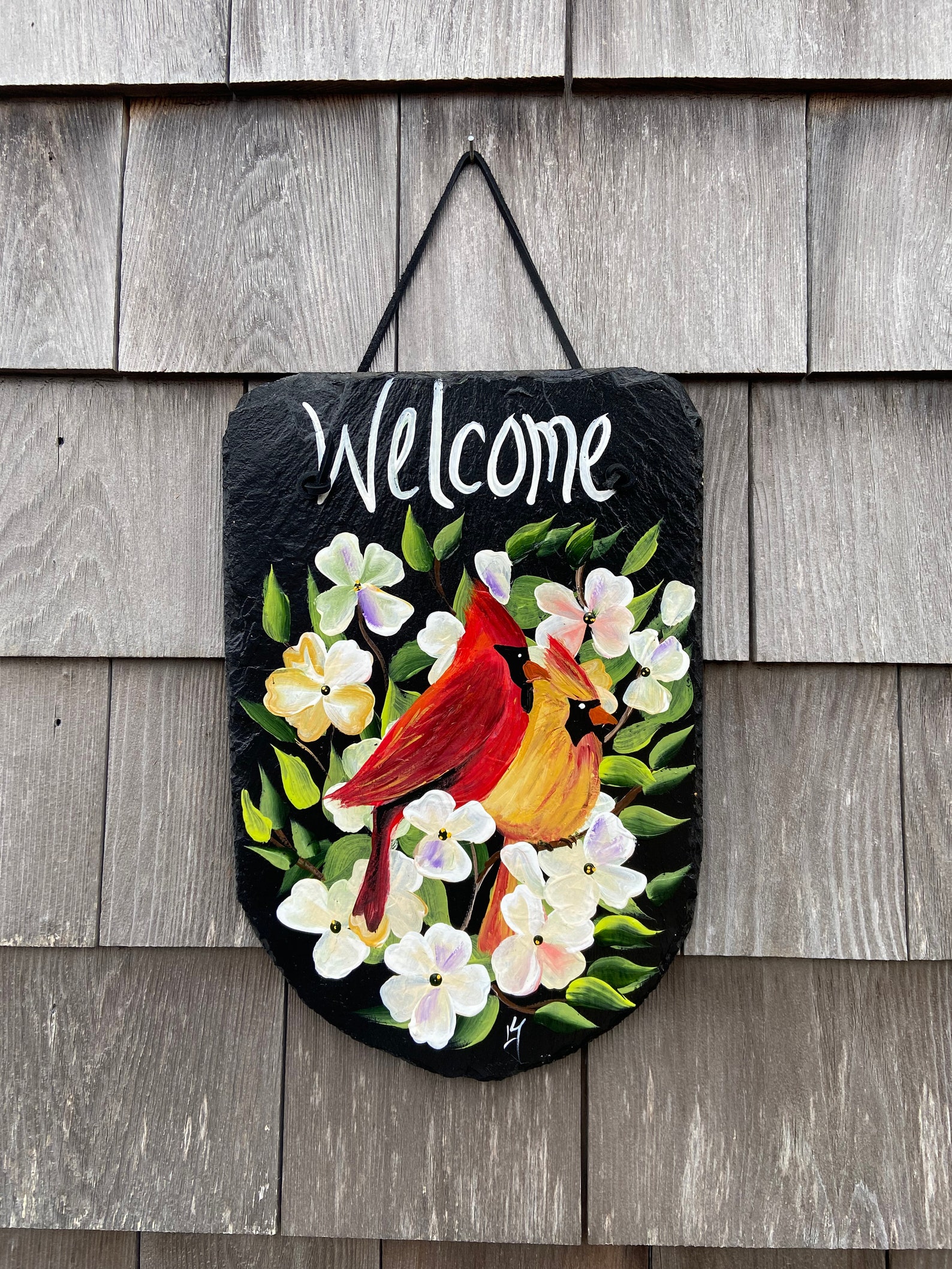 Cardinals Slate Sign Garden Decor Cardinal Welcome Sign - Etsy