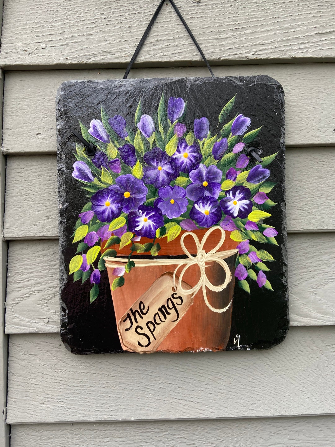 Slate Plaque, Hand Painted Slate Sign, Floral Sign, Garden Decor ...