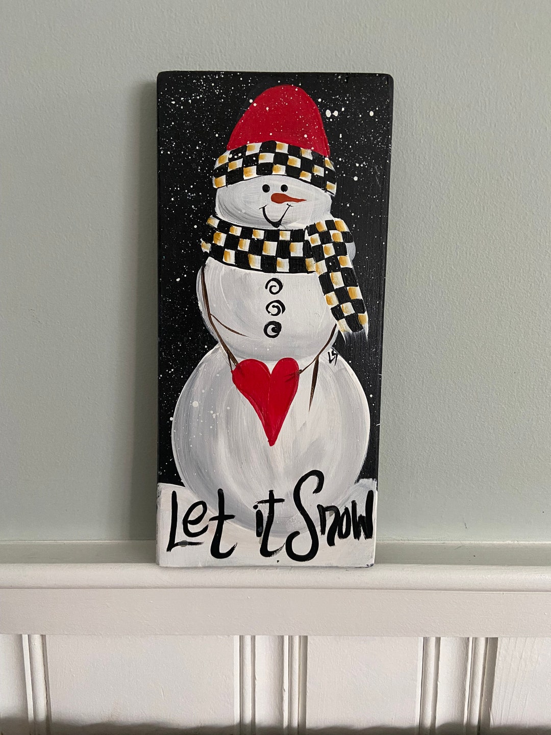 Hand Painted Wood Snowman Sign, Painted Wood Decor, Painted Snowman ...