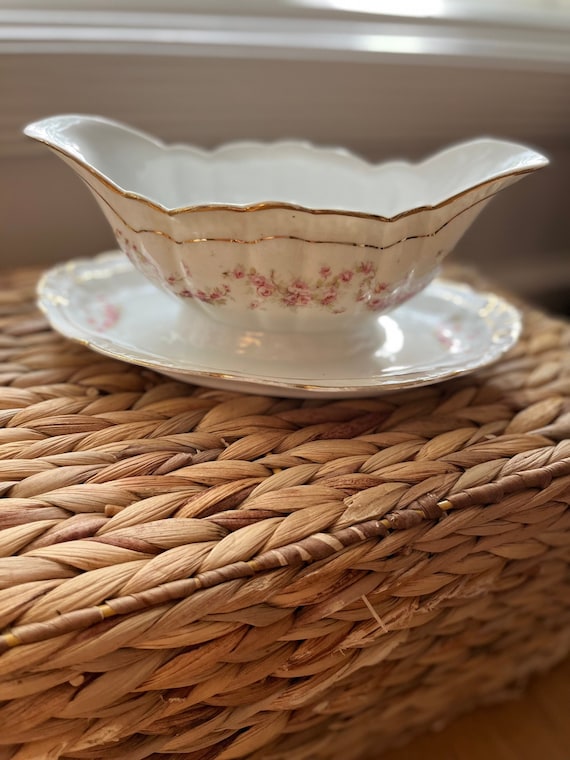 Antique Hand-painted Rose Pink Flowers Gold Accents Porcelain | Etsy