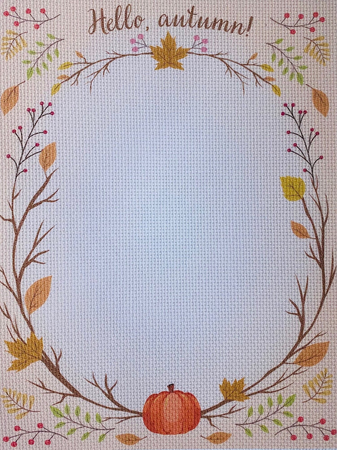 Printed Hello Autumn Cross Stitch Aida - 14 Count Xstitch Fabric, 14ct ...